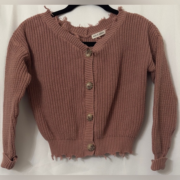 moon & madison | Sweaters | Moon Madison Frayed Edge Cardigan In Mauve ...